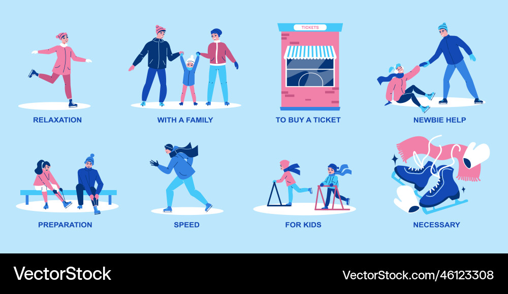Ice skating compositions set Royalty Free Vector Image