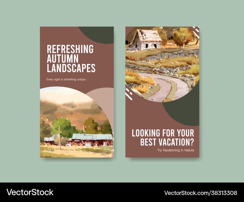 Instagram template with landscape in autumn Vector Image