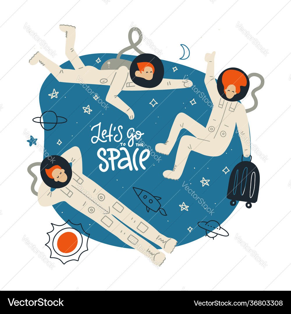 Let s go to space theme concept tree Royalty Free Vector