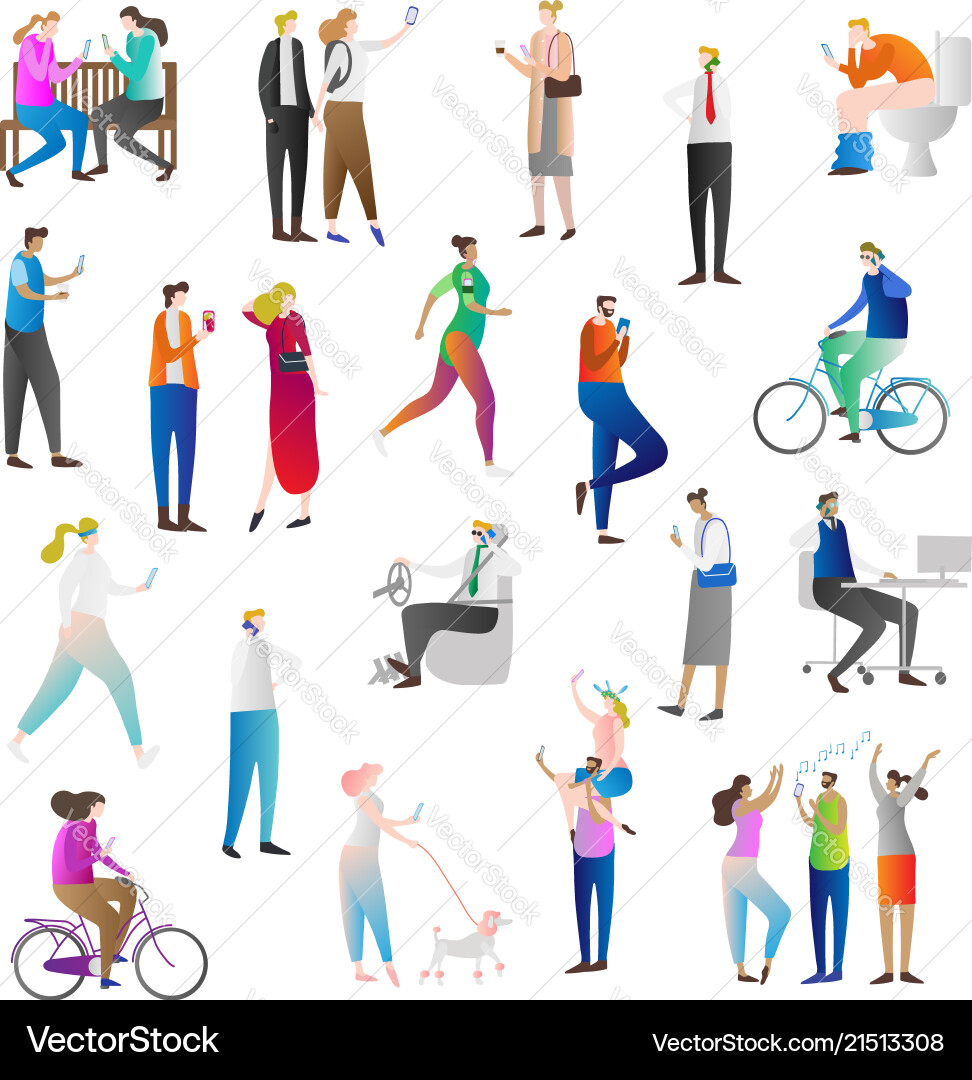 People with cell phones icons Royalty Free Vector Image