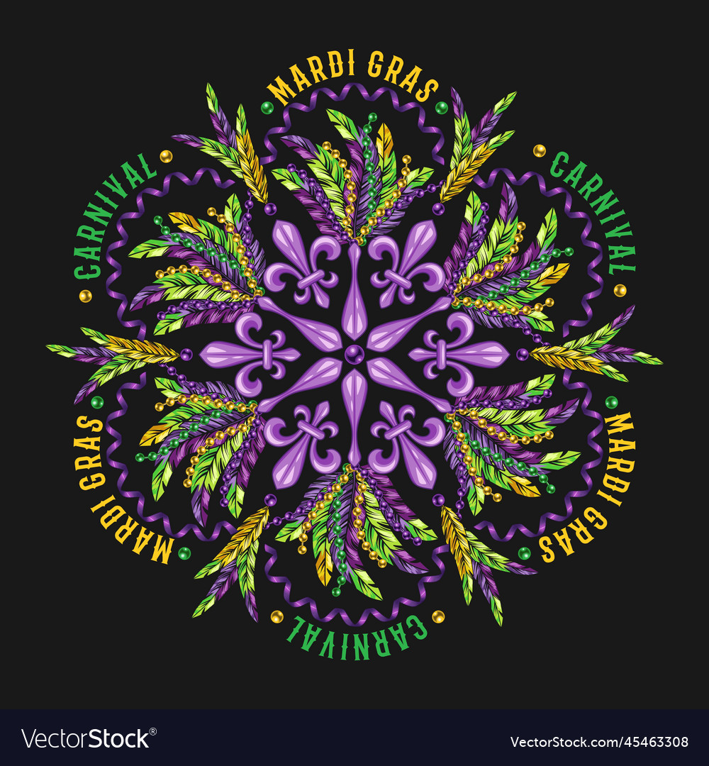 Round carnival mardi gras pattern like flower Vector Image