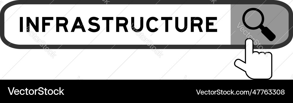 Search banner in word infrastructure with hand Vector Image