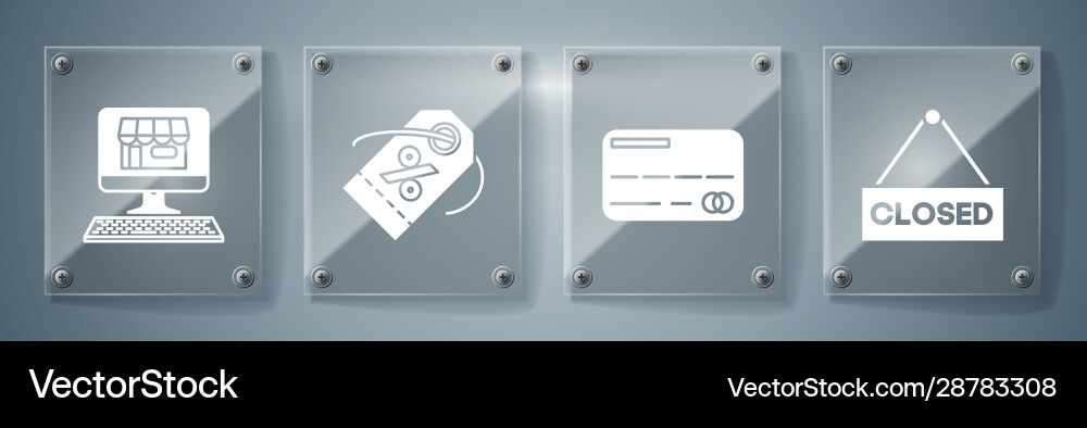 Set hanging sign with text closed credit card Vector Image