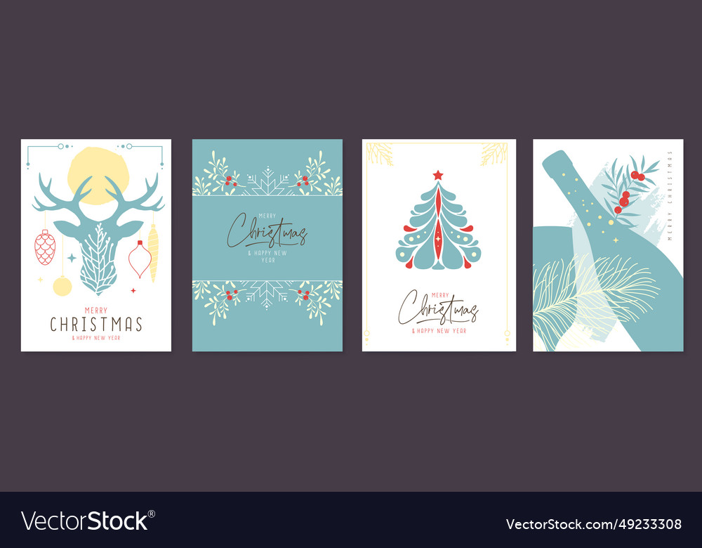 Set of christmas holiday greeting cards or covers Vector Image