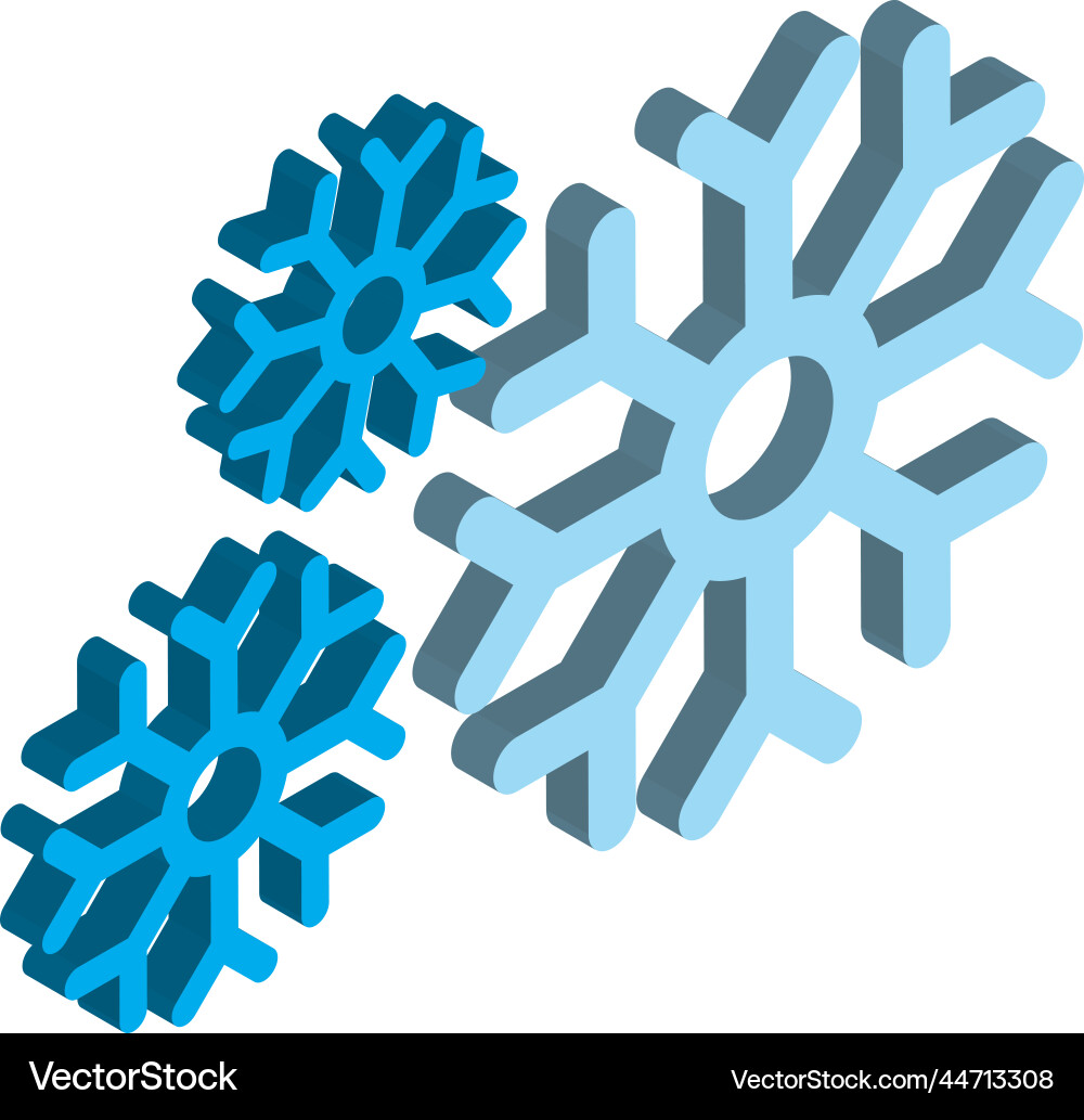 Snow and snowflakes in 3d isometric style Vector Image