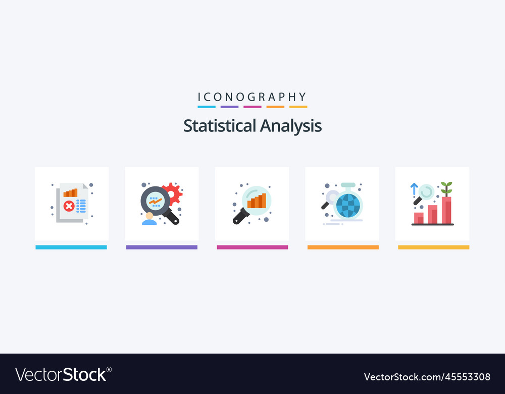 Statistical analysis flat 5 icon pack including Vector Image