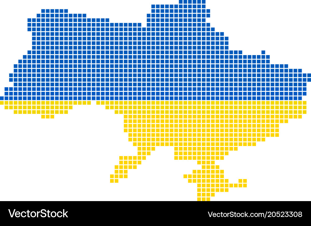 Ukraine colors dot map with crimea Royalty Free Vector Image