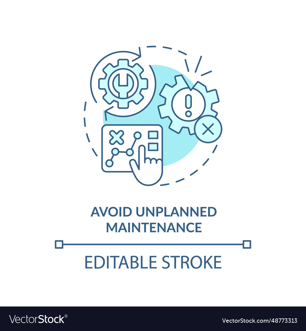 2d Thin Linear Icon Avoid Unplanned Maintenance Vector Image