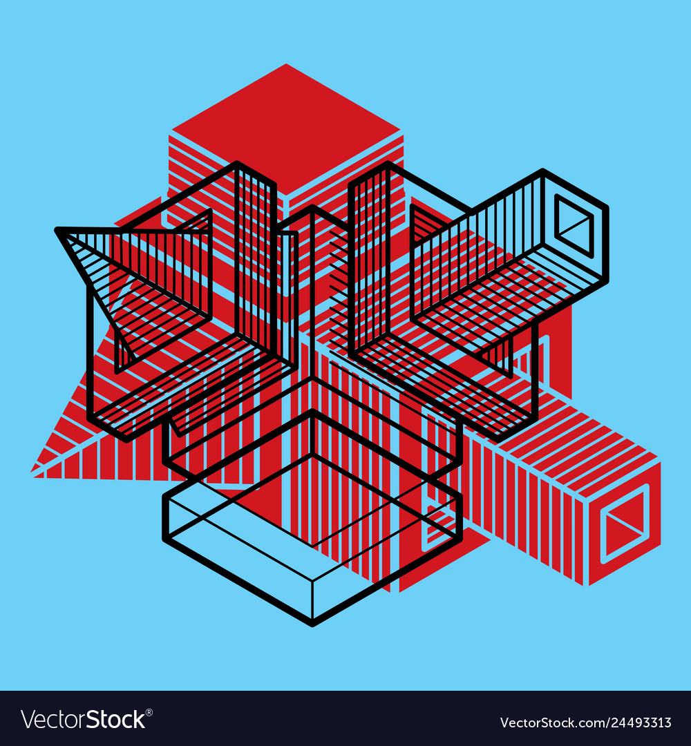 Abstract three-dimensional shape design cube Vector Image