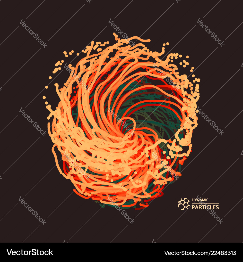 Array with dynamic particles 3d abstract Vector Image