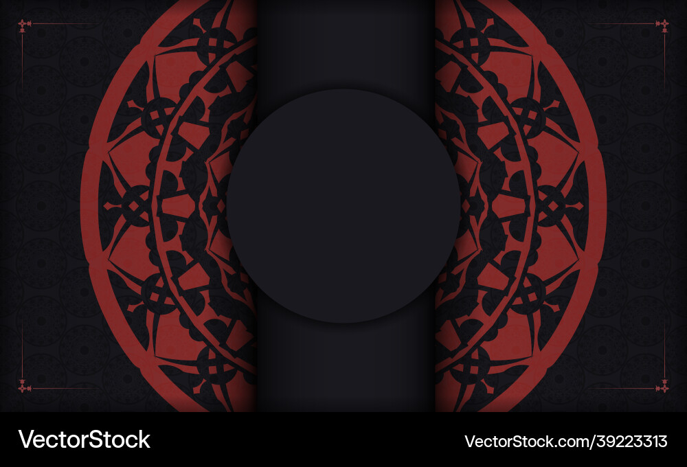 Black banner template with ornaments and place Vector Image