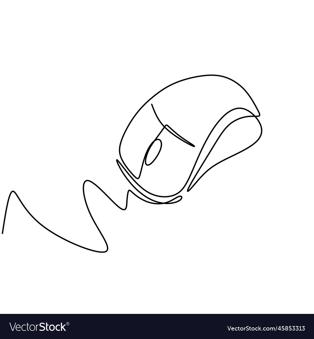 Computer mouse one continuous line drawing cursor Vector Image