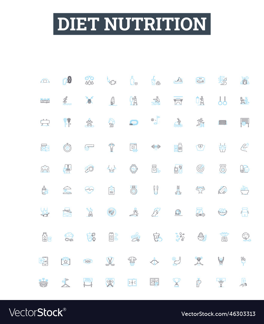 Diet nutrition line icons set Royalty Free Vector Image