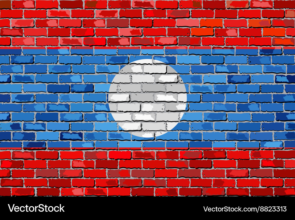 Flag of laos on a brick wall Royalty Free Vector Image