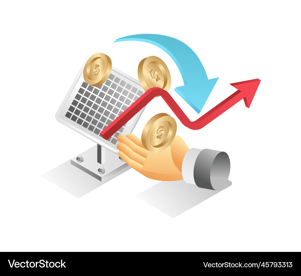 Flat isometric 3d concept of saving money Vector Image