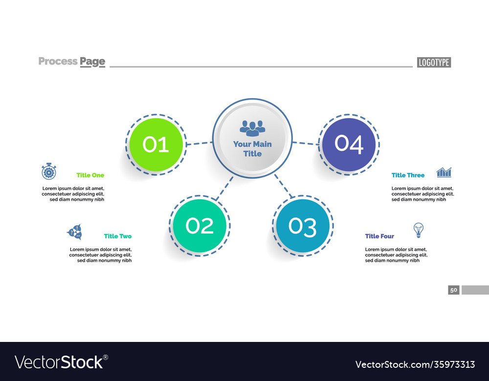Four elements flowchart template Royalty Free Vector Image