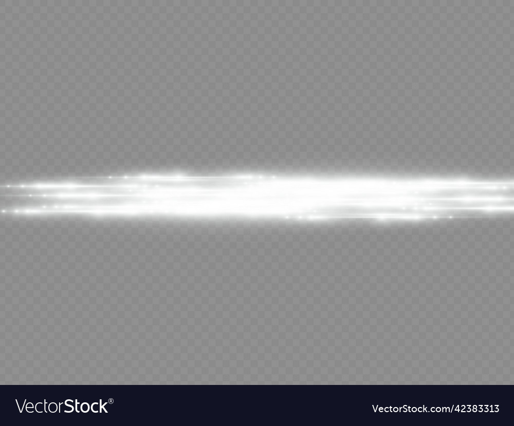 Horizontal light rays flash white line Royalty Free Vector