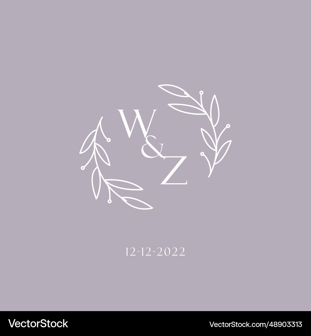 Initials wz wedding monogram logo inspiration Vector Image