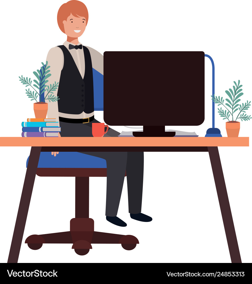 Man working in office avatar character Royalty Free Vector