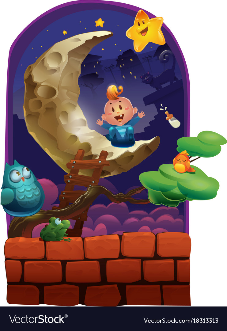 Moon kid Royalty Free Vector Image - VectorStock