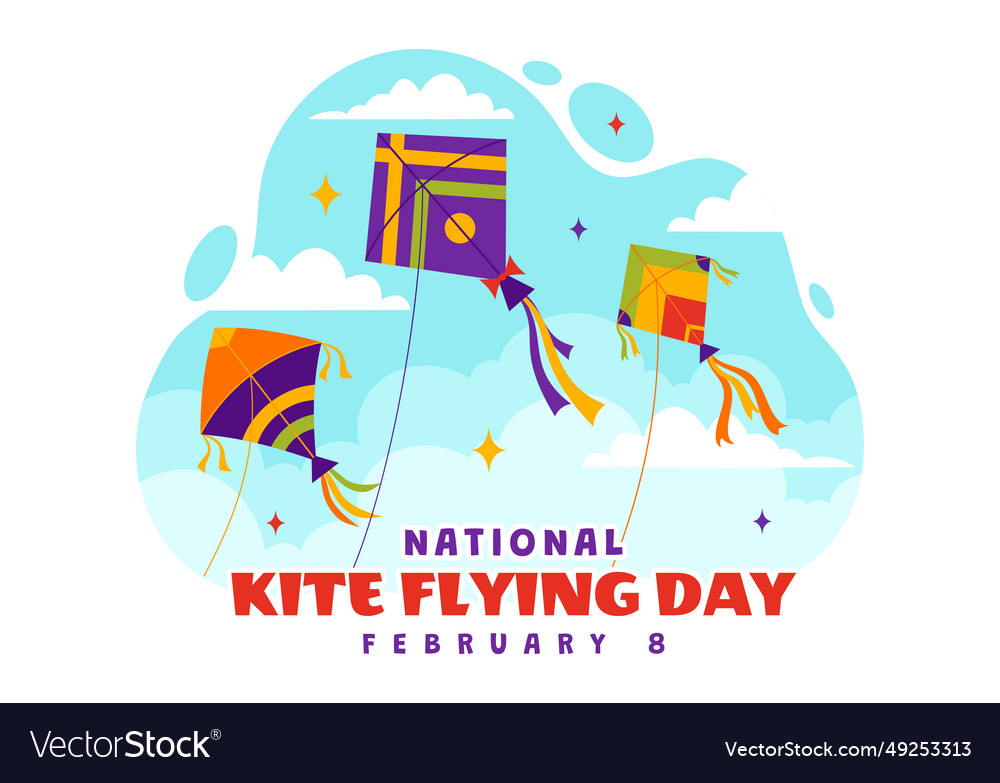 National kite flying day on february 8 of sunny Vector Image