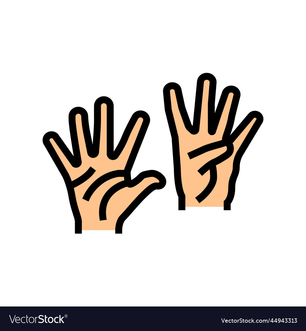 Nine number hand gesture color icon Royalty Free Vector