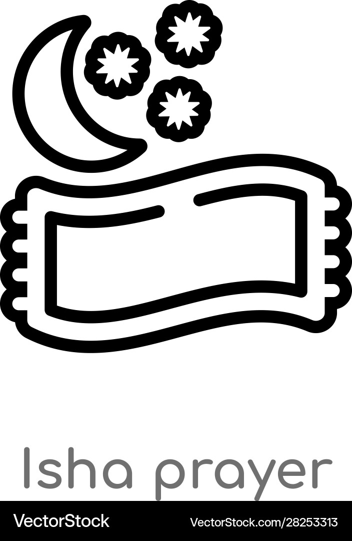 Outline isha prayer icon isolated black simple Vector Image
