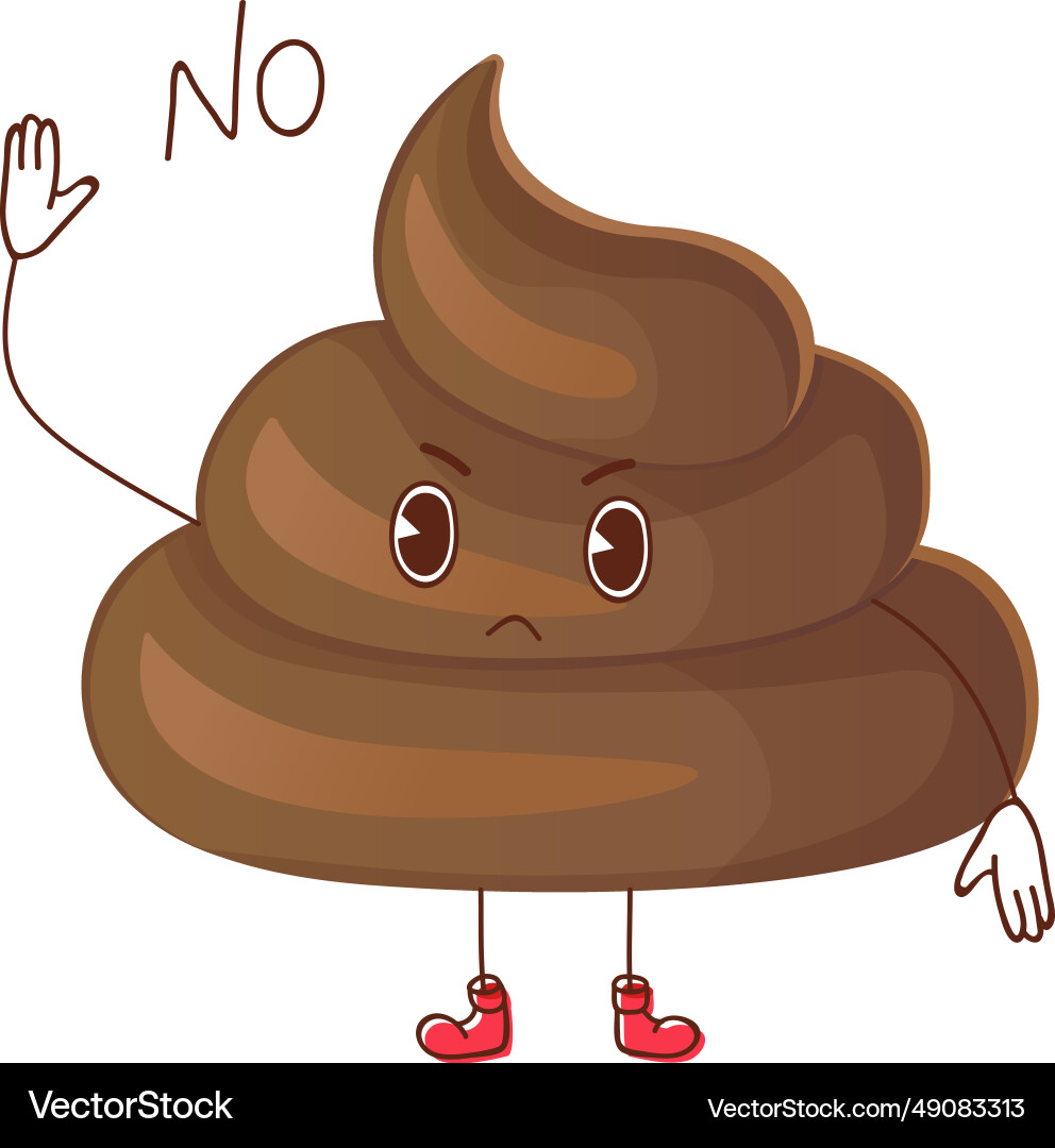 Poop ironic character raising his hand Royalty Free Vector