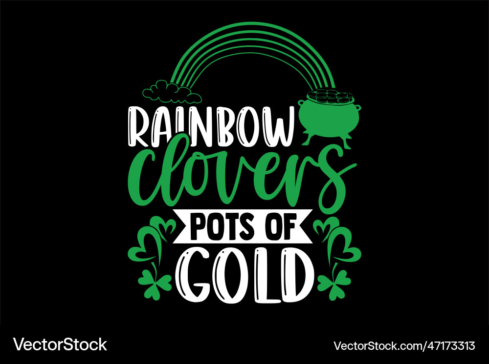 Rainbow clovers pots of gold Royalty Free Vector Image