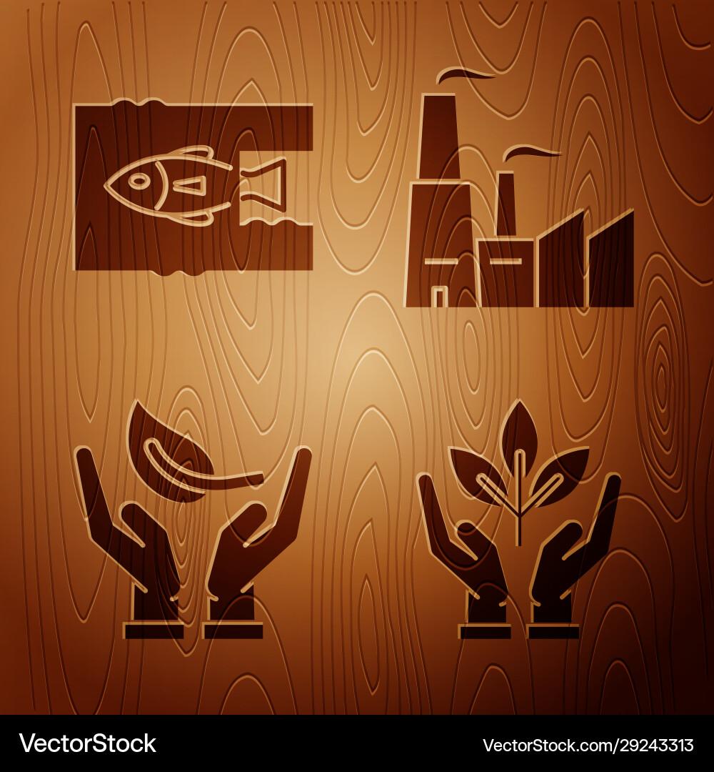 Set plant in hand environmental protection Vector Image