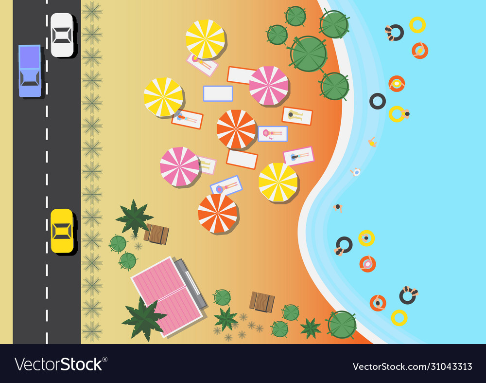 Top view beach Royalty Free Vector Image - VectorStock