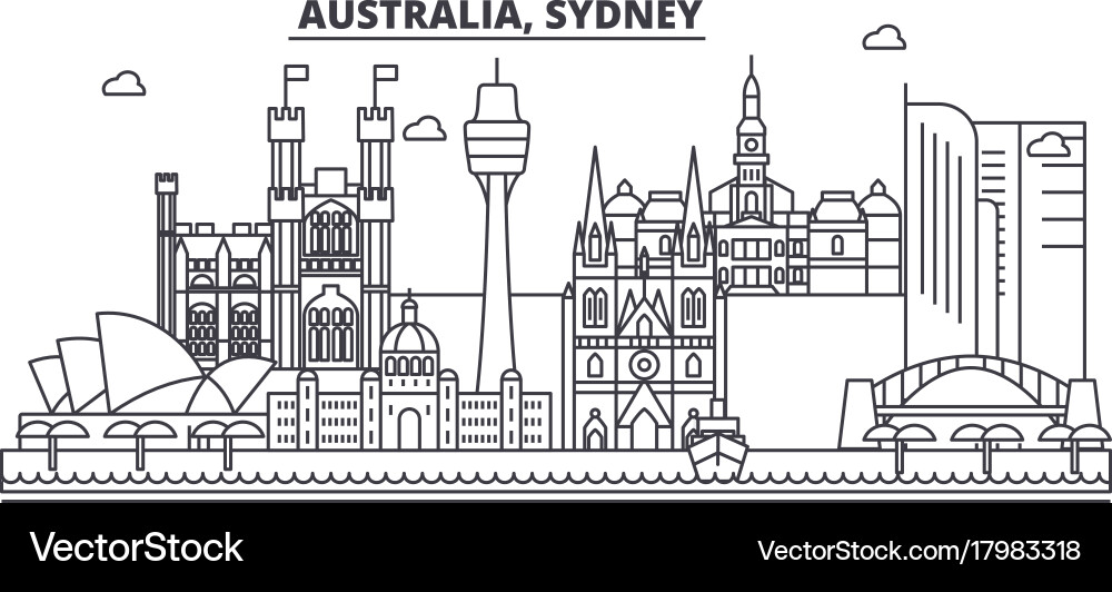 Australia sydney architecture line skyline Vector Image