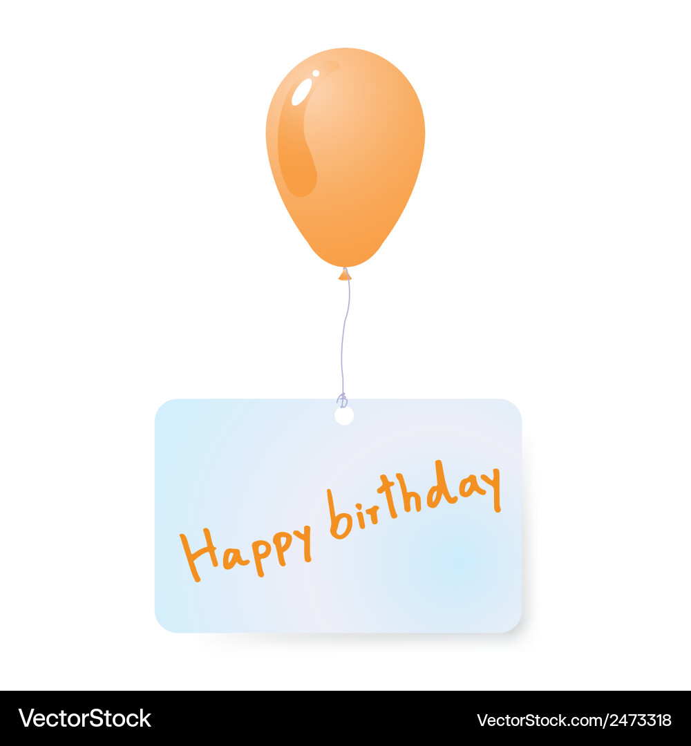 Balloon with happy birthday tag Royalty Free Vector Image