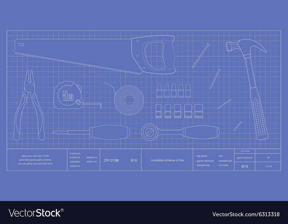 Blueprint instruments Royalty Free Vector Image