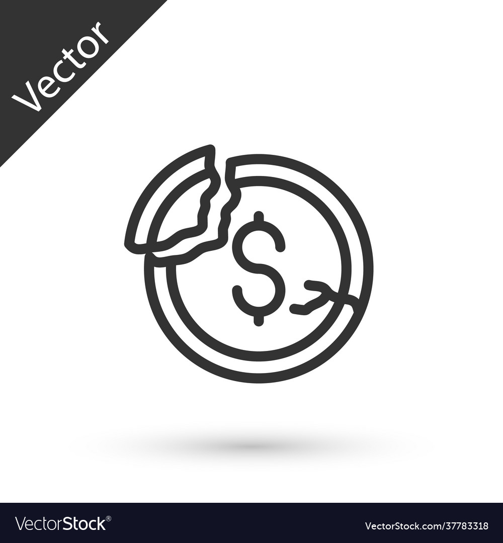 Grey line dollar rate decrease icon isolated Vector Image