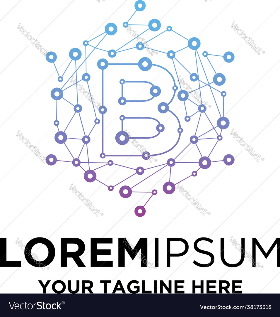 Initial b letter blockchain technology Royalty Free Vector