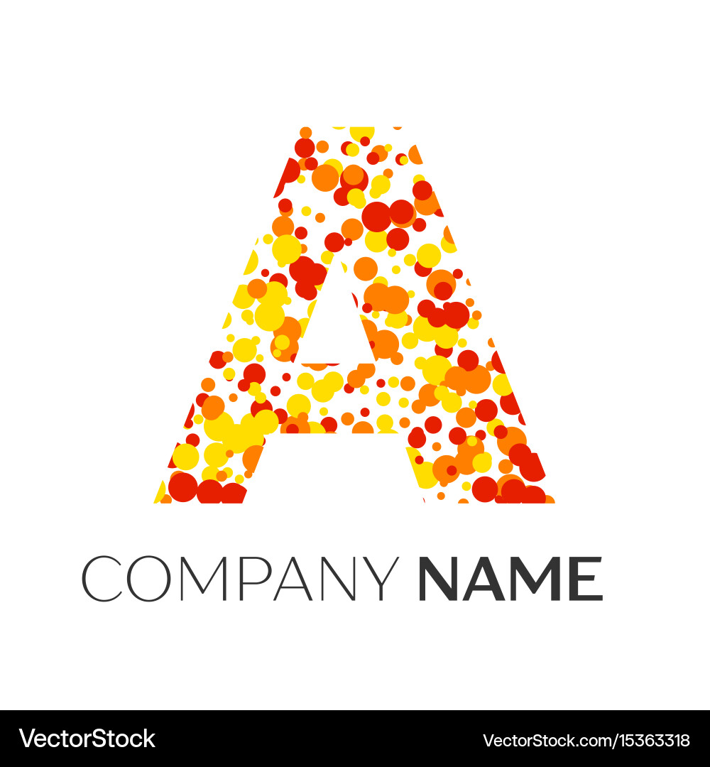 Letter a logo with orange yellow red particles Vector Image