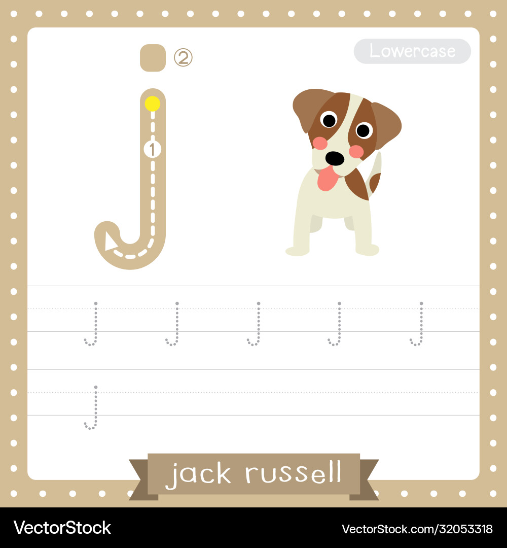 Letter j lowercase tracing practice worksheet of Vector Image