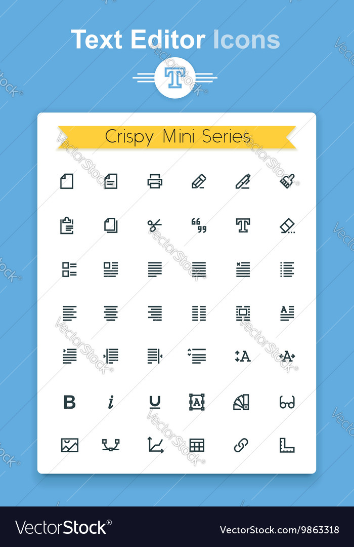 Line text document editing application icon set Vector Image