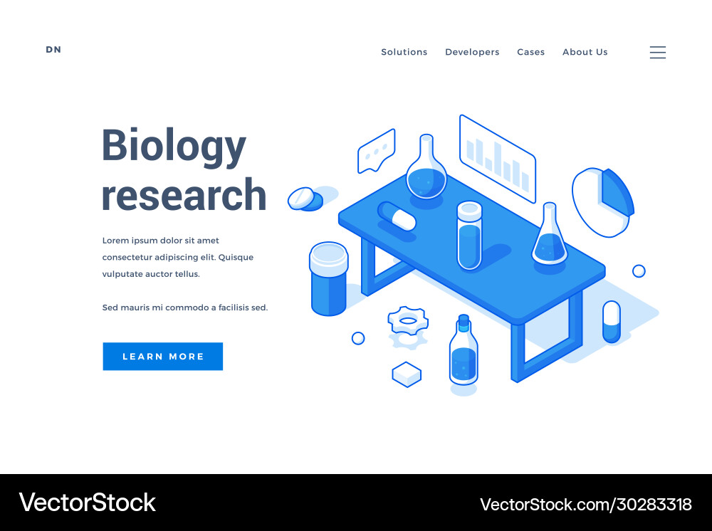 Modern design website about biology research Vector Image