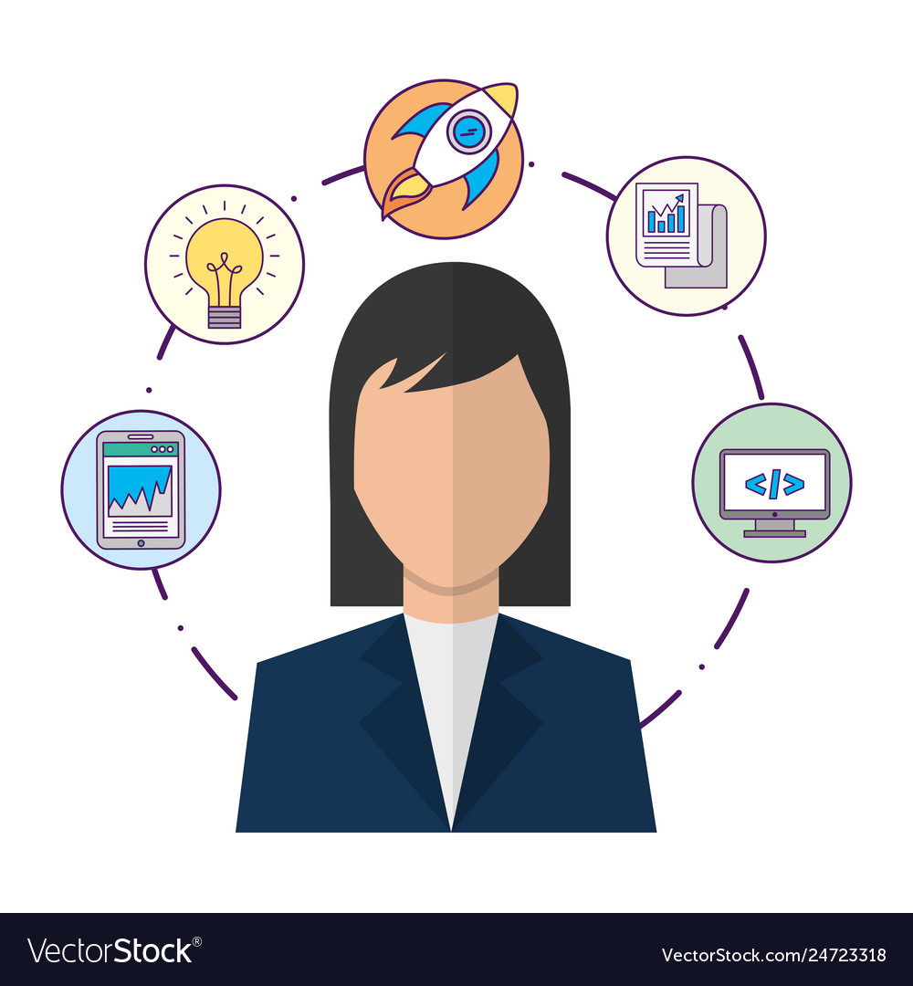 Portrait of woman coding programmer Royalty Free Vector