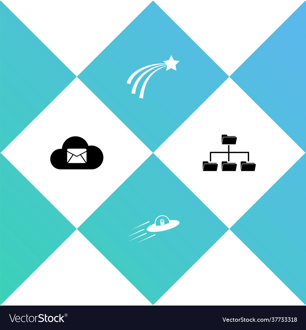 Set cloud mail server ufo flying spaceship Vector Image Set cloud mail server ufo flying spaceship Vector Image