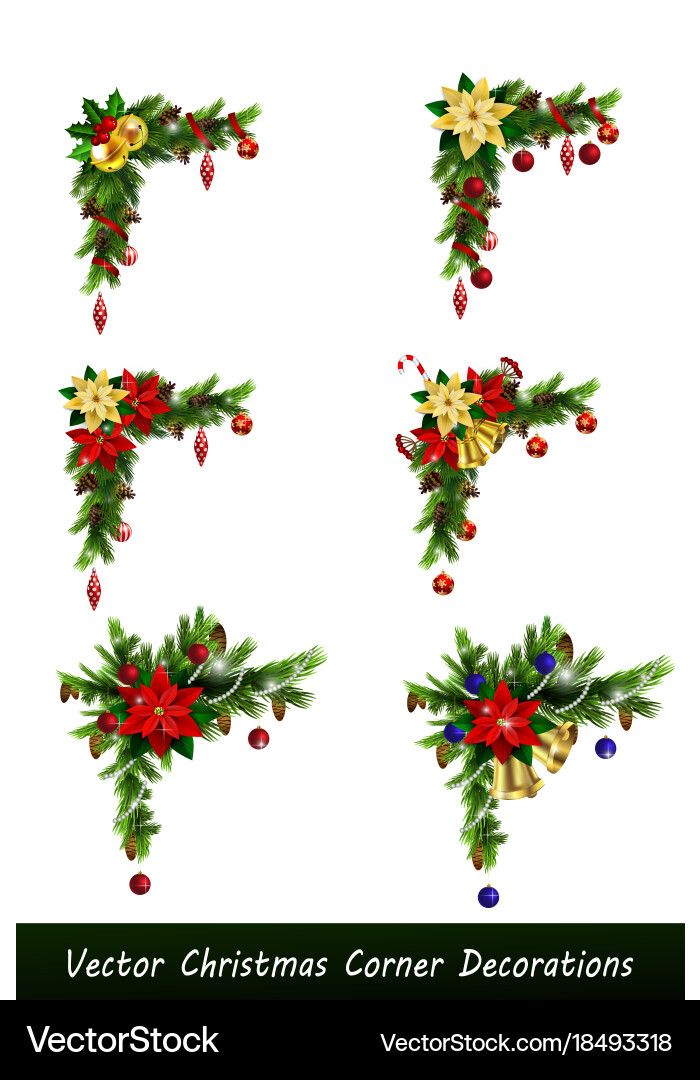 Set of christmas corner decorations Royalty Free Vector