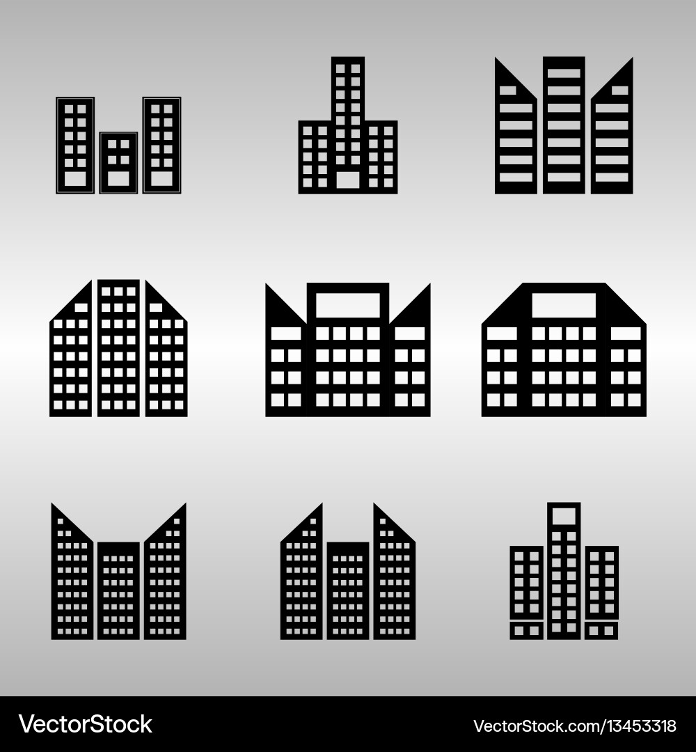 Several of building icons set Royalty Free Vector Image