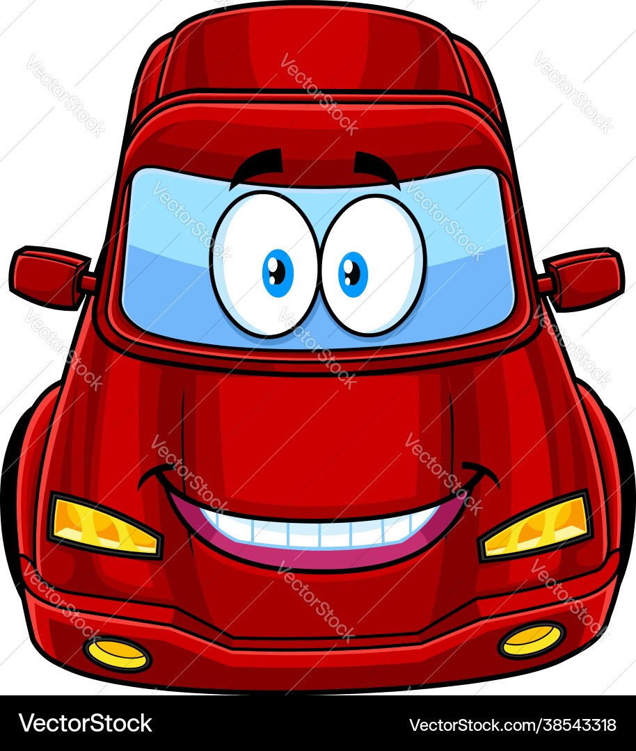 Smiling cute car cartoon character Royalty Free Vector Image