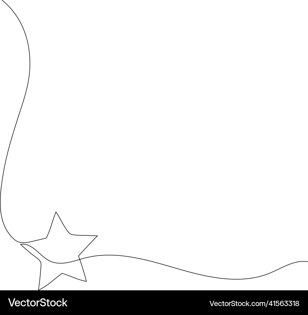 Star in swirling line continuous one line drawing Vector Image