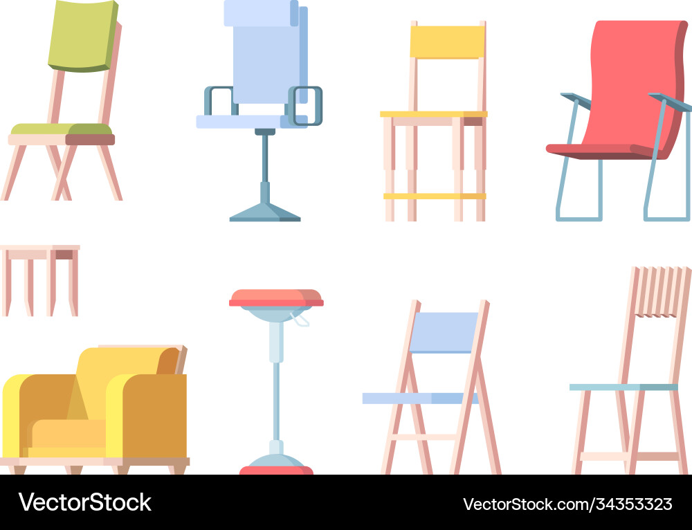 Chairs flat modern furniture elegant Royalty Free Vector