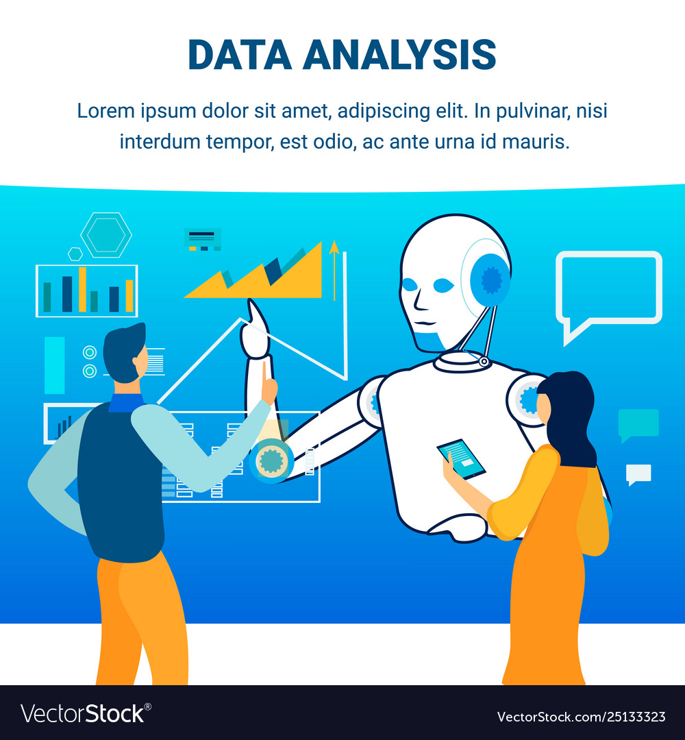 Computerized data analysis flat banner template Vector Image