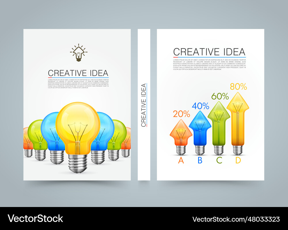 Creative idea banner lamp arrow up Royalty Free Vector Image