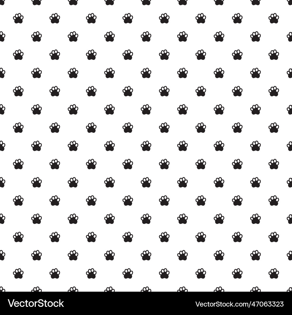 Cute black single dog paw cat paw pattern Vector Image